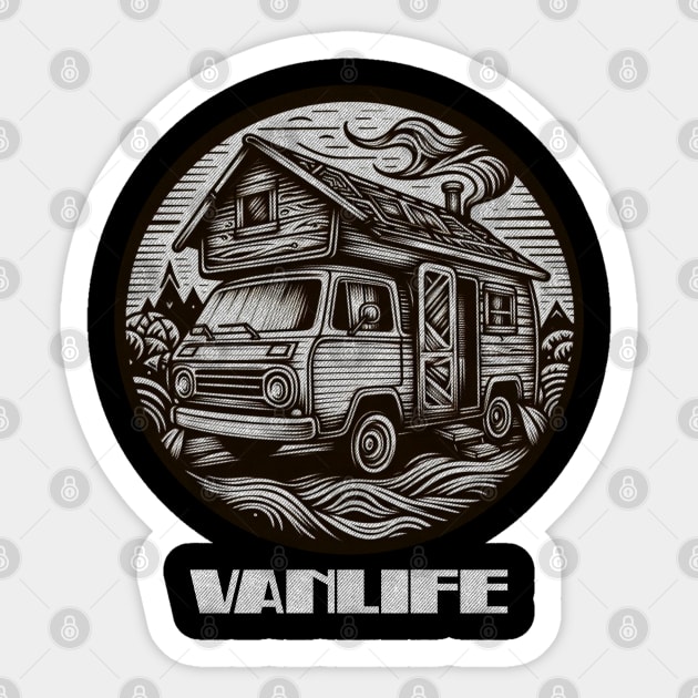 Rustic cabin camper van conversion - Vanlife - Sticker | TeePublic