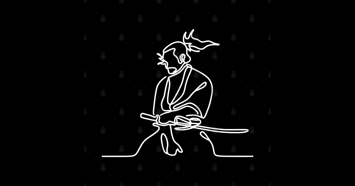 Miyamoto Musashi Line Drawing - Musashi Miyamoto - Sticker | TeePublic
