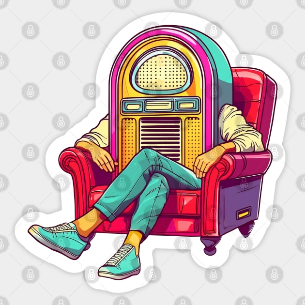 Sitting Jukebox Man 1 - Jukebox - Sticker | TeePublic