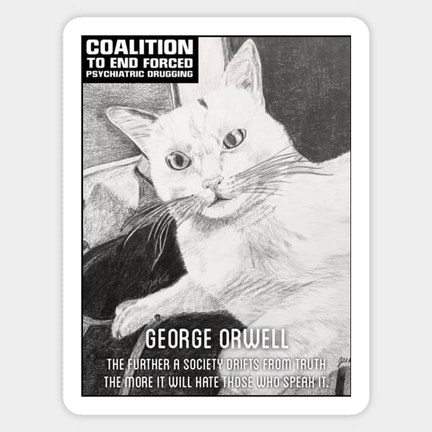 Mr Larry Lily and George Orwell - George Orwell - Sticker | TeePublic