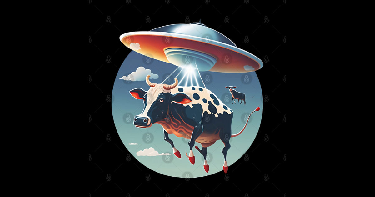 Cow-napped: When Aliens Take Farm Animals - Alien Abduction - Sticker ...
