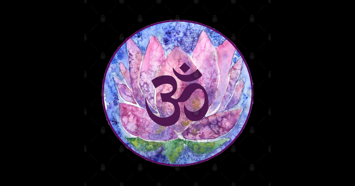 Watercolor Lotus with Ohm Symbol - Lotus - Sticker | TeePublic