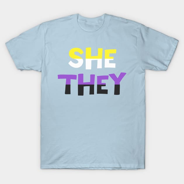 Nonbinary Flag She/They - She They - T-Shirt | TeePublic