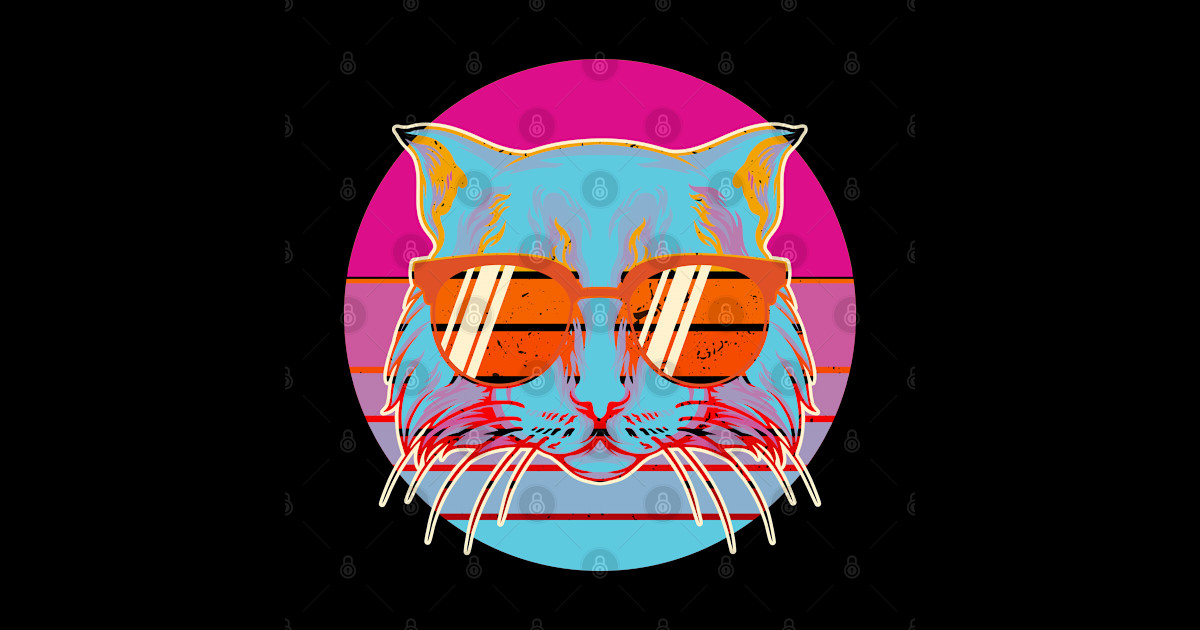 Powell cat a funny cat - Classic Vintage Summer - Cat - Sticker | TeePublic