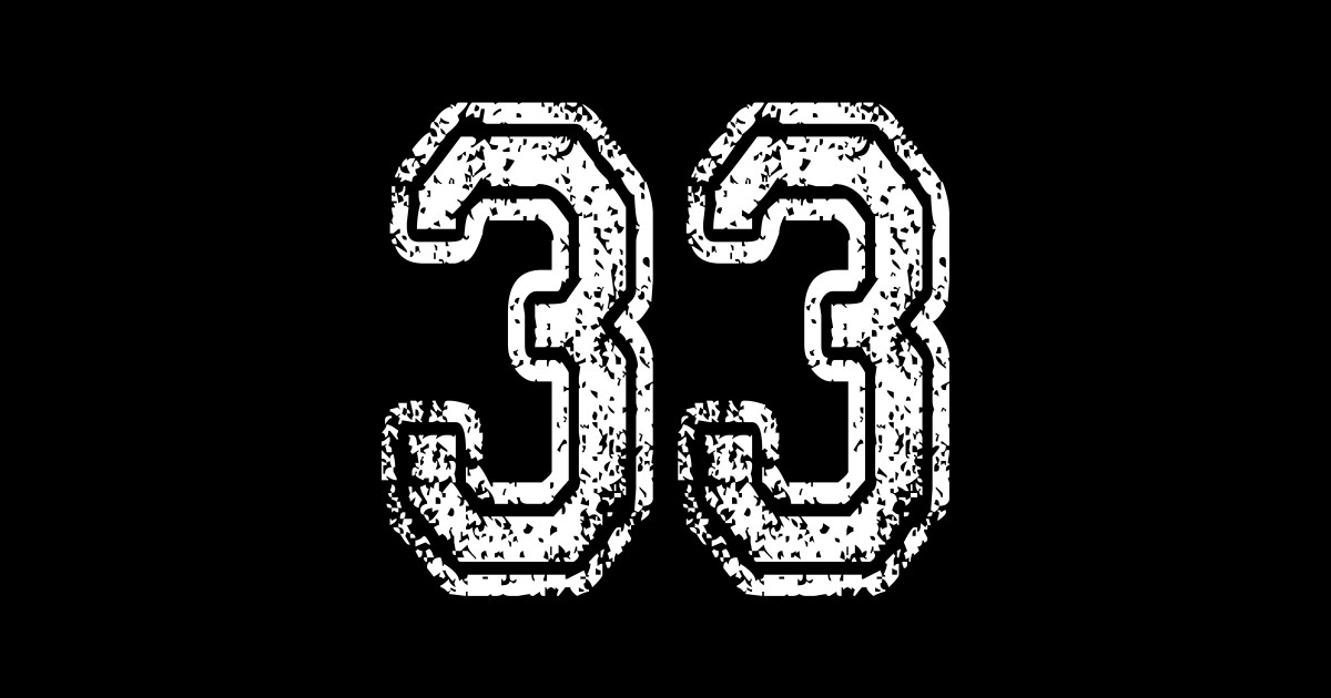 Number 33 Grungy in white - 33 - Sticker | TeePublic