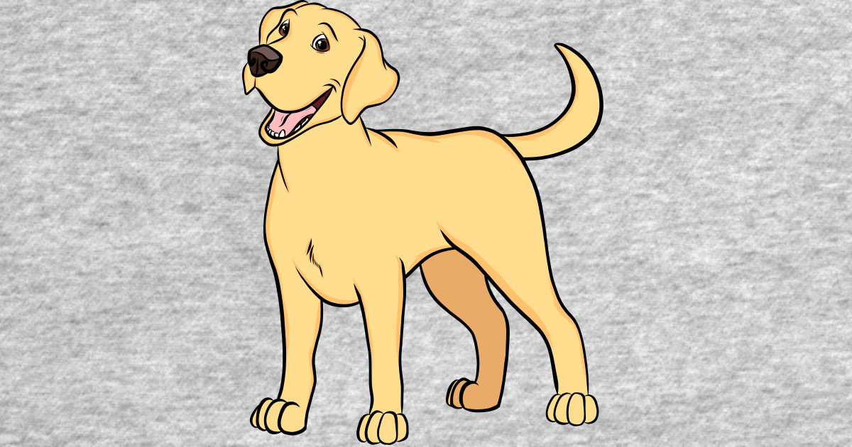 Happy Yellow Lab - Cartoon Dog Illustration - T-Shirt | TeePublic