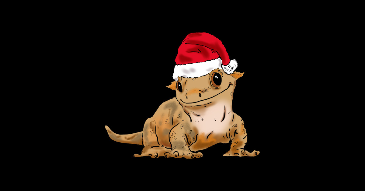 Cute Christmas Crested Gecko, Santa Crestie - Christmas Gecko - Sticker ...