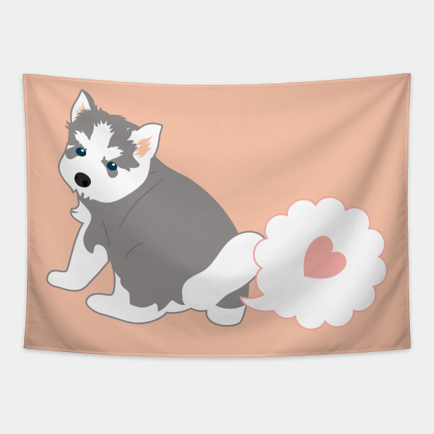 Farting Siberian Husky Puppy - Siberian Husky - Tapestry | TeePublic