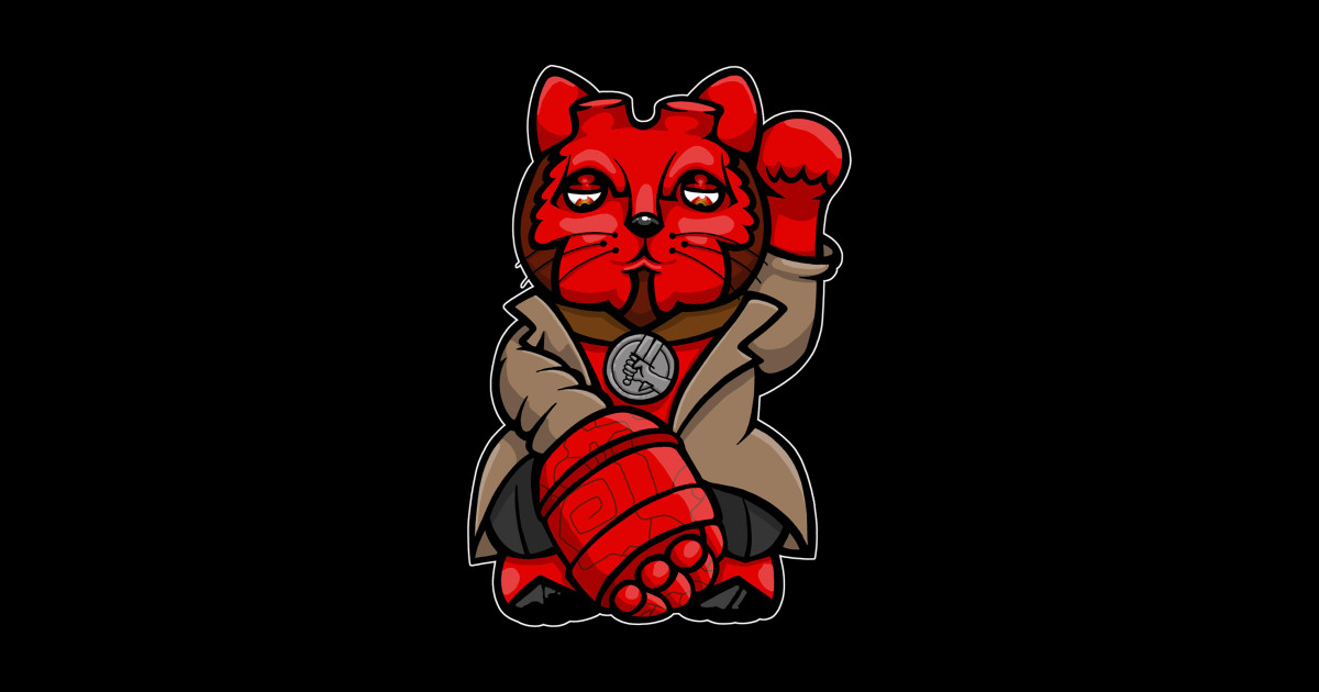 Hellboy lucky cat - Hellboy - Sticker | TeePublic