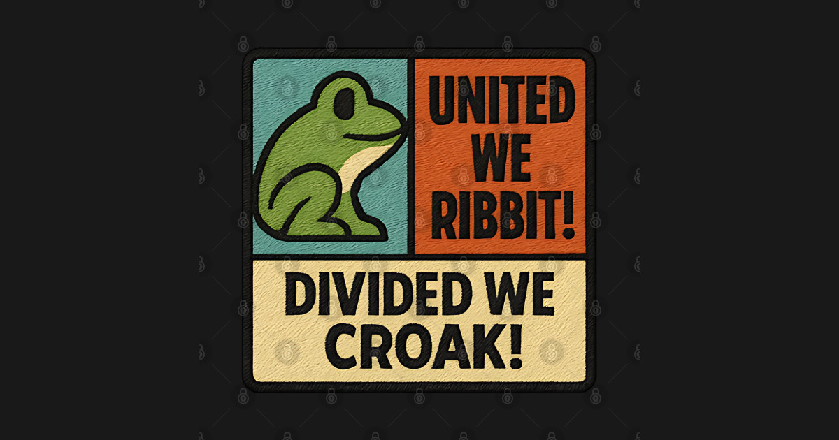 United We Ribbit Divided We Croak funny frog unity design retro vintage ...