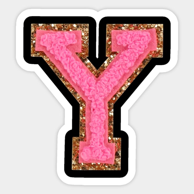 Y - Bubblegum Glitter Varsity Letter Patches - Y Bubblegum Glitter ...