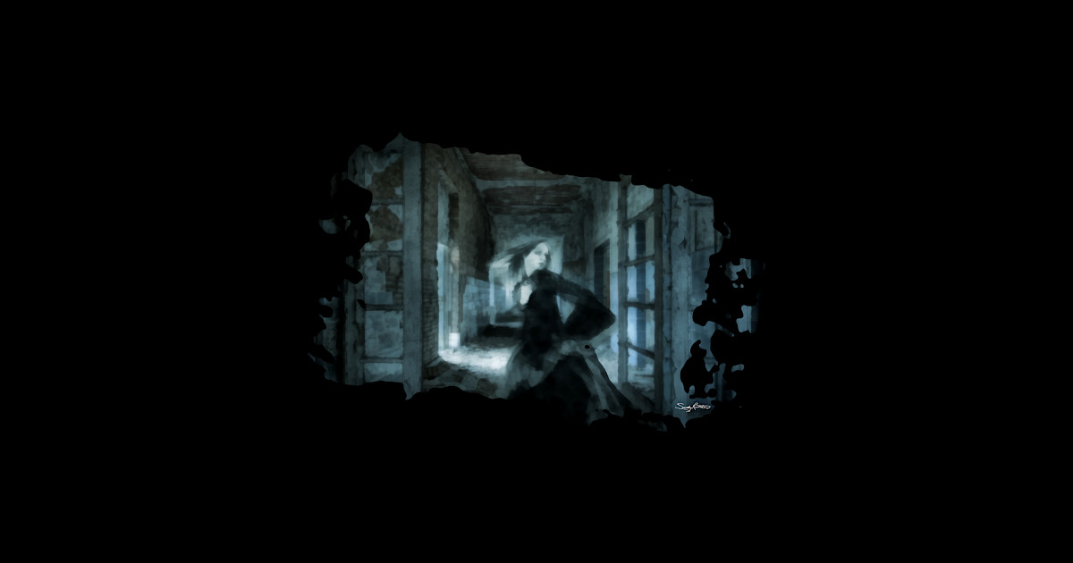 Ghost Girl Running in Horror Gothic Fantasy Painting - Ghost - Sticker ...