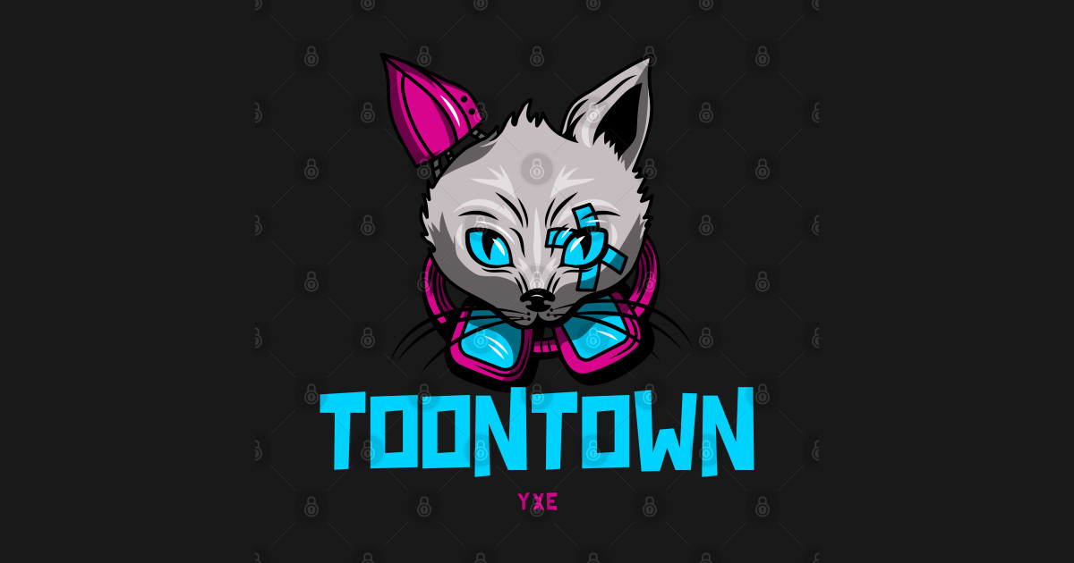 Cyberpunk Feline Fusion Town town YXE Logo Design - Saskatoon - T-Shirt ...