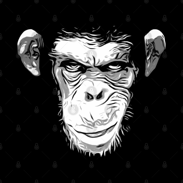 Evil Monkey - Grin Evil Chimpanzee Ape Chimp Monkey - Pin | TeePublic