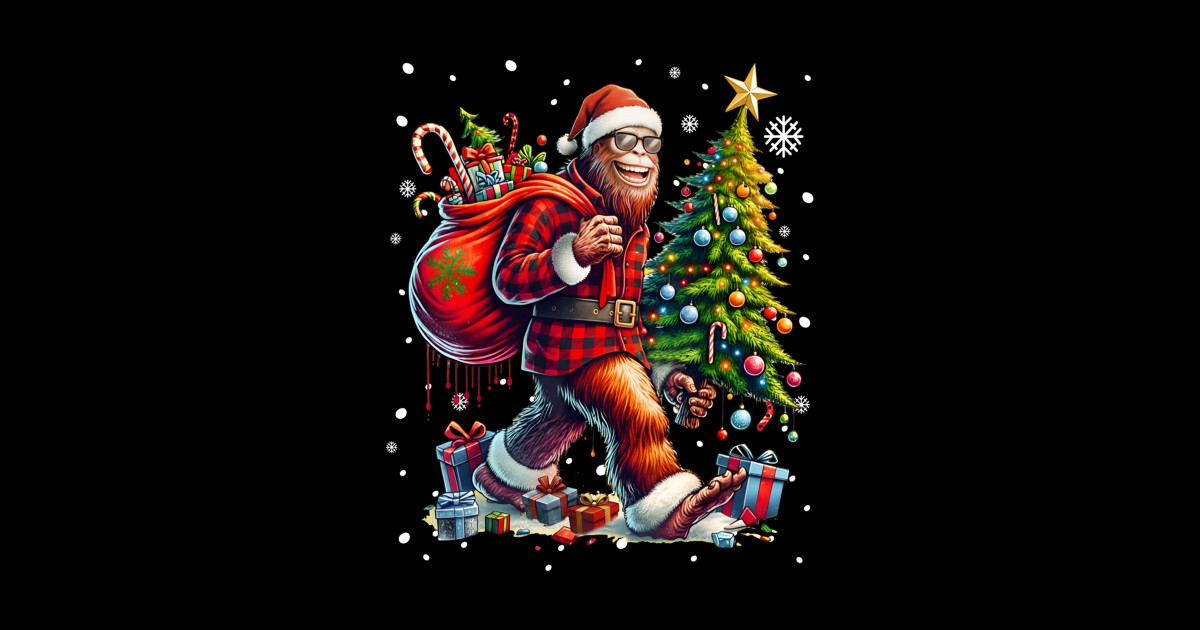 Santa Christmas Tree Lights Squatch Bigfoot Christmas - Christmas ...