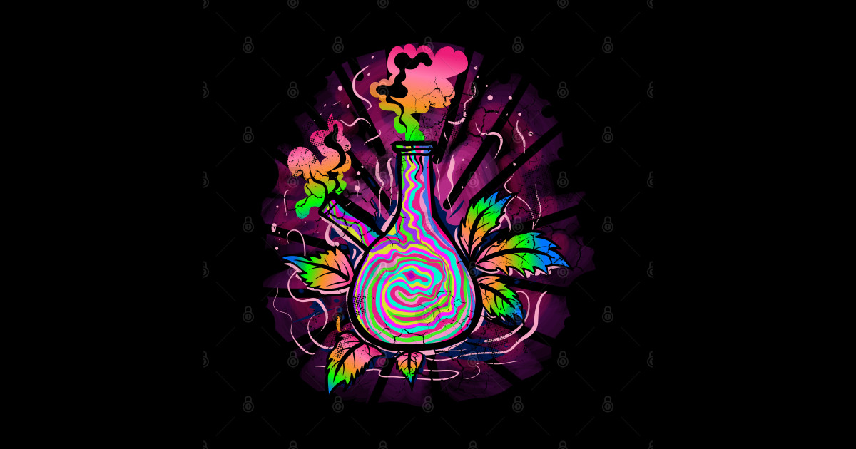 Psychedelic Bong Weed Cannabis Marijuana Art - Marijuana - Sticker ...