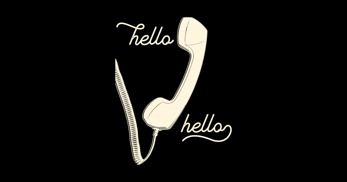 Retro Landline phone with cord hello hello - Retro Phone - Sticker ...