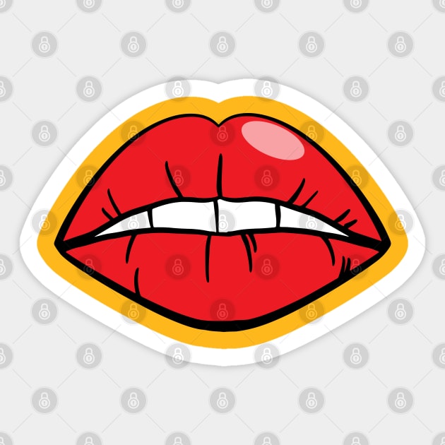 red lip cartoon drawing - Lips - Sticker | TeePublic