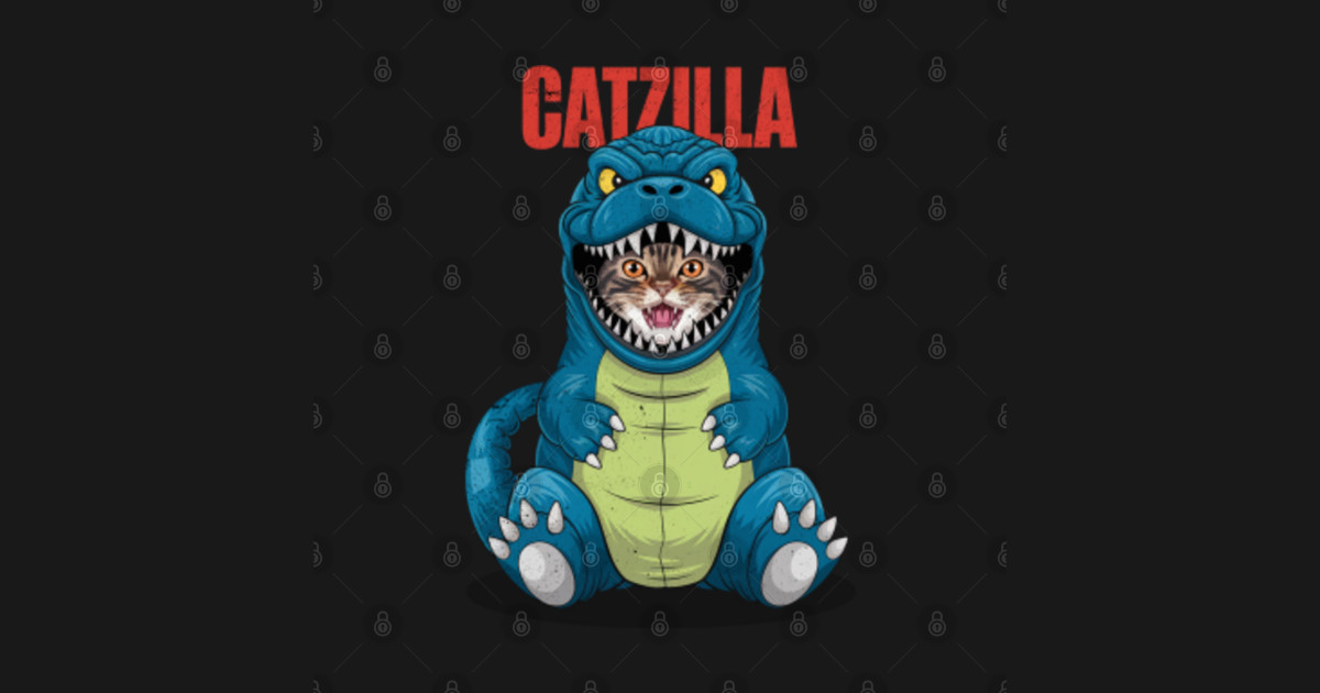 Catzilla Cat Costume Funny Blue Kaiju Monster Outfit - Catzilla Cat ...