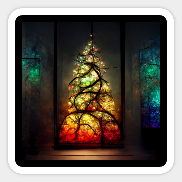 Christmas Tree Stained Glass - Christmas Tree - Sticker | TeePublic