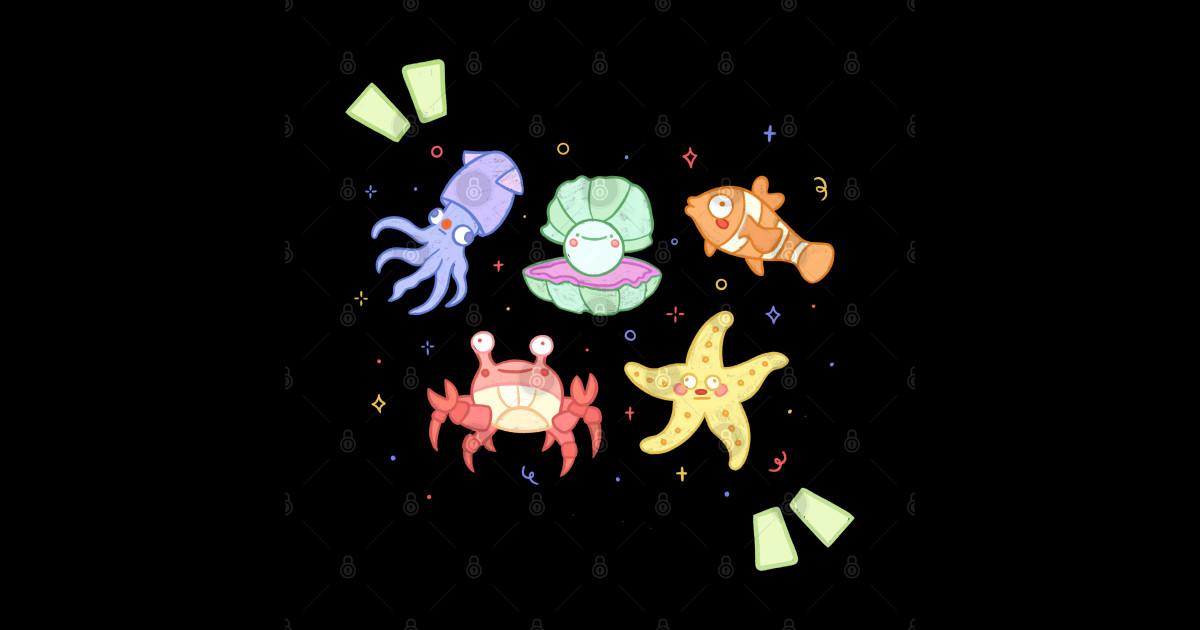 Funky Sea Pals! - Sea Creatures - Sticker | TeePublic