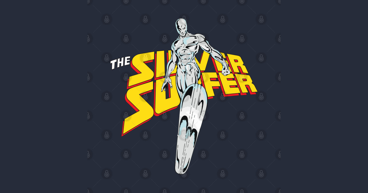 Surfing with the Alien Hero Pose v2 - Silver Surfer - T-Shirt | TeePublic