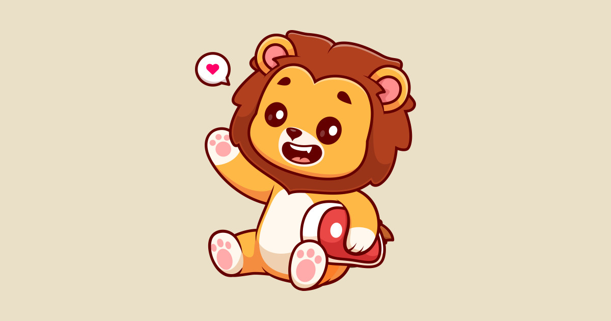 Cute Lion Holding Steak Meat Cartoon - Cute Lion Holding Steak Meat ...