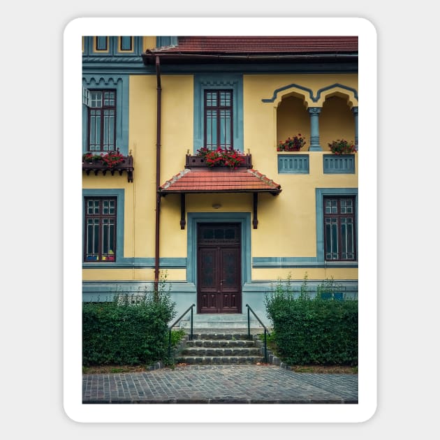 vintage house facade - Colorful House Facade - Sticker | TeePublic