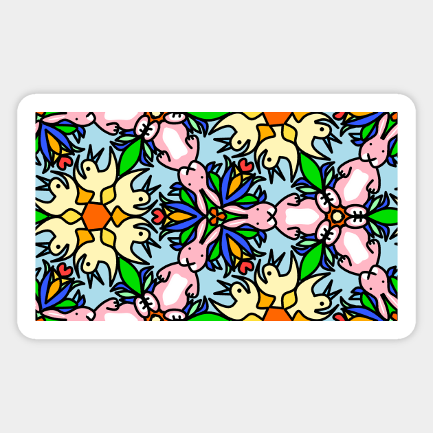 Bird and Bunny tessellation animal pattern - Bunny - Sticker | TeePublic
