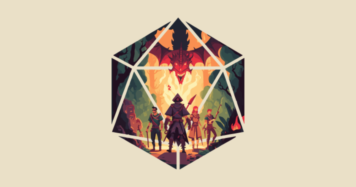 D20 Party Against the Dragon - Dungeons And Dragons - T-Shirt | TeePublic