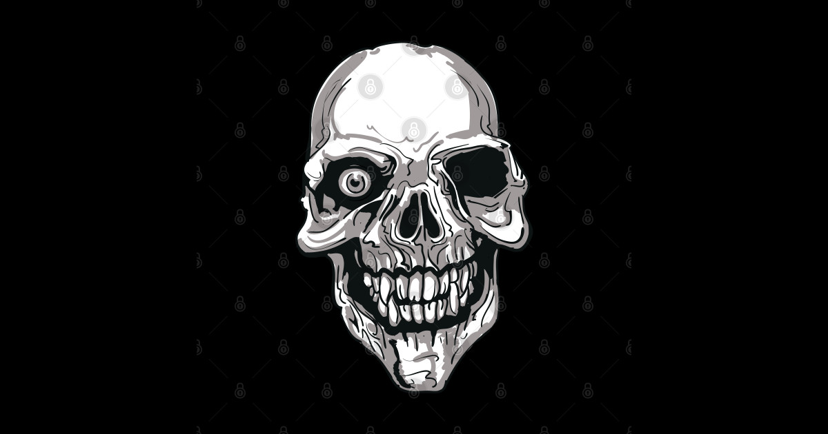 cool one eye skull - Skull - Sticker | TeePublic