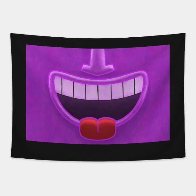 Purple Tiki Smile Mask! (Red Tongue Version) - Tiki - Tapestry | TeePublic