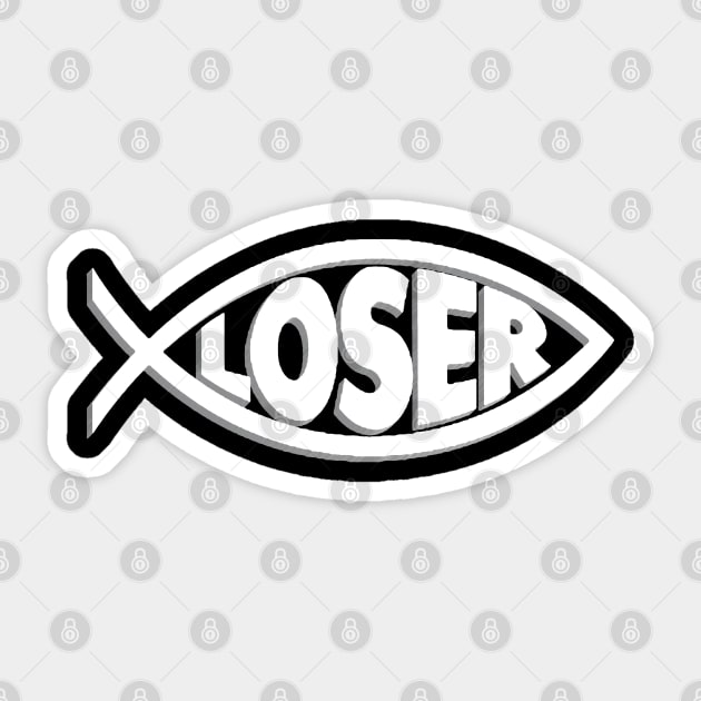 'Loser' Slacker 90s Jesus fish - Slacker - Sticker | TeePublic