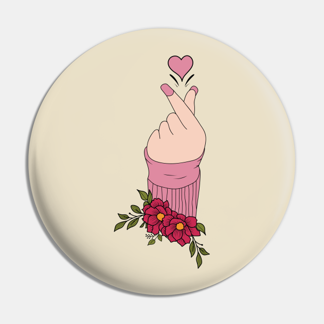 Korean Finger Heart Symbol Kpop Love Aesthetic - Finger Heart - Pin ...