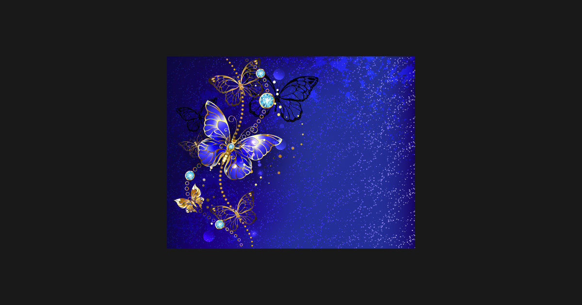 Blue Background with Sapphire Butterflies - Blue Background - T-Shirt ...