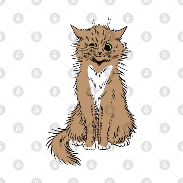 Winking Cat Cartoon - Cute Cat - T-Shirt | TeePublic