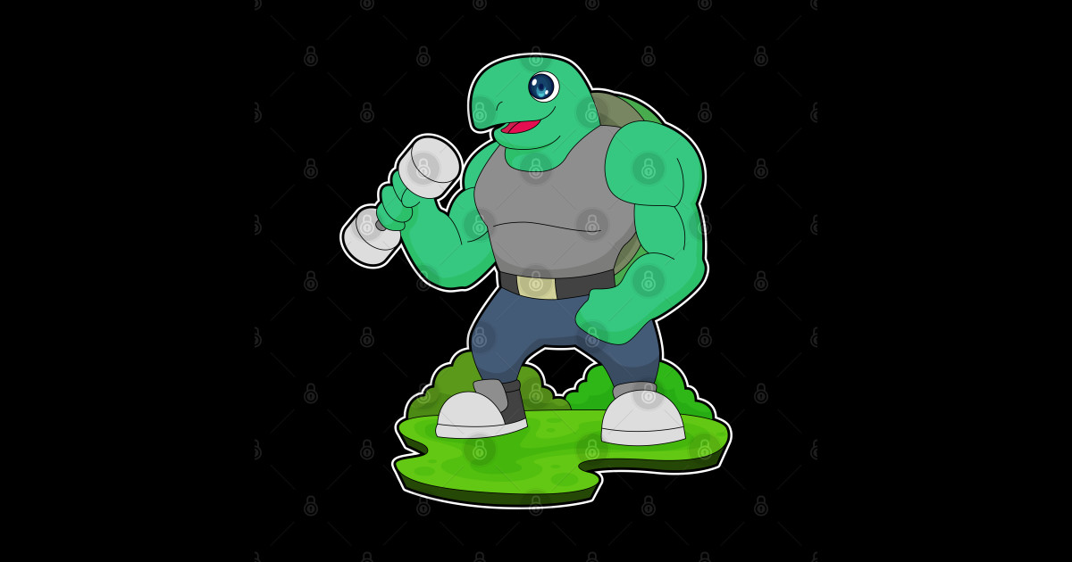 Turtle Bodybuilder Dumbbell Bodybuilding - Bodybuilding - Sticker ...