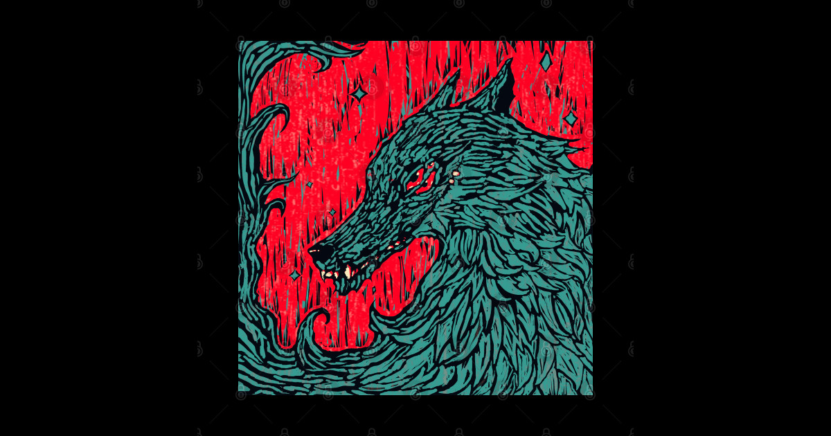 Big, Bad, Wolf (red & green) - Wolf - Sticker | TeePublic