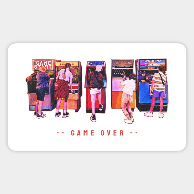 game over | 80s gamer - 80s - Sticker | TeePublic