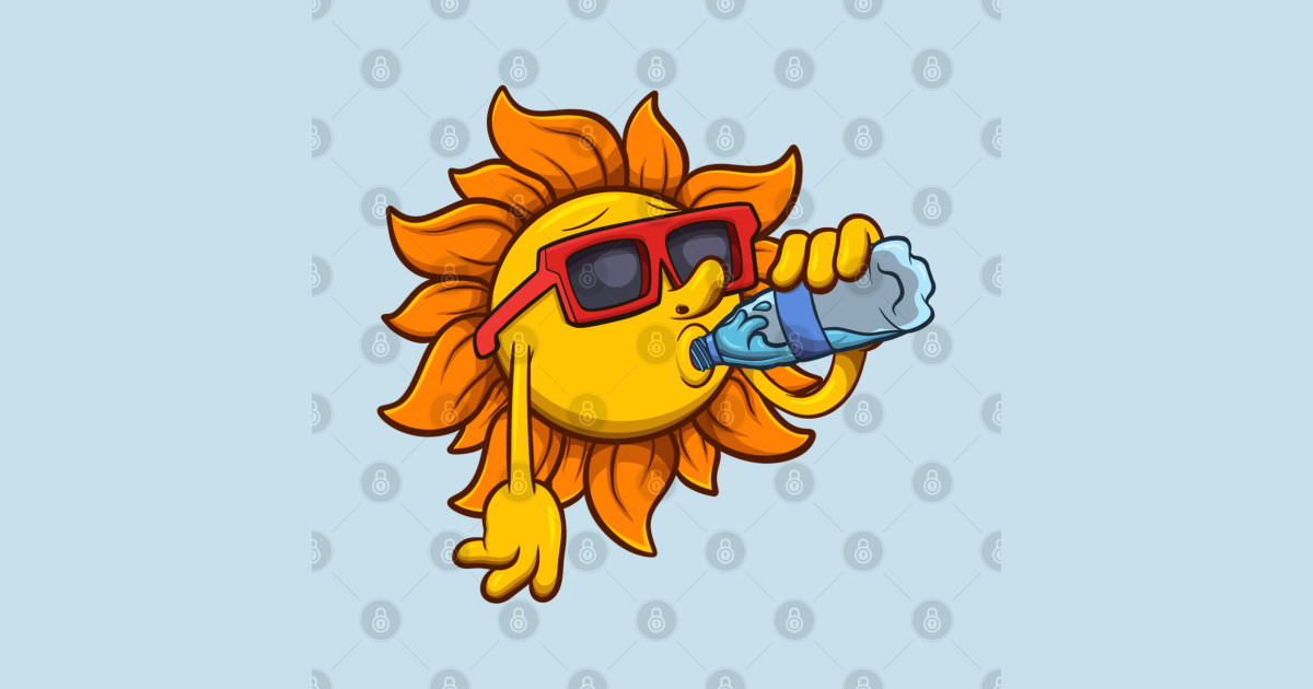Cool Sun Character Drinking Water - Cool Sun Character Drinking Water ...