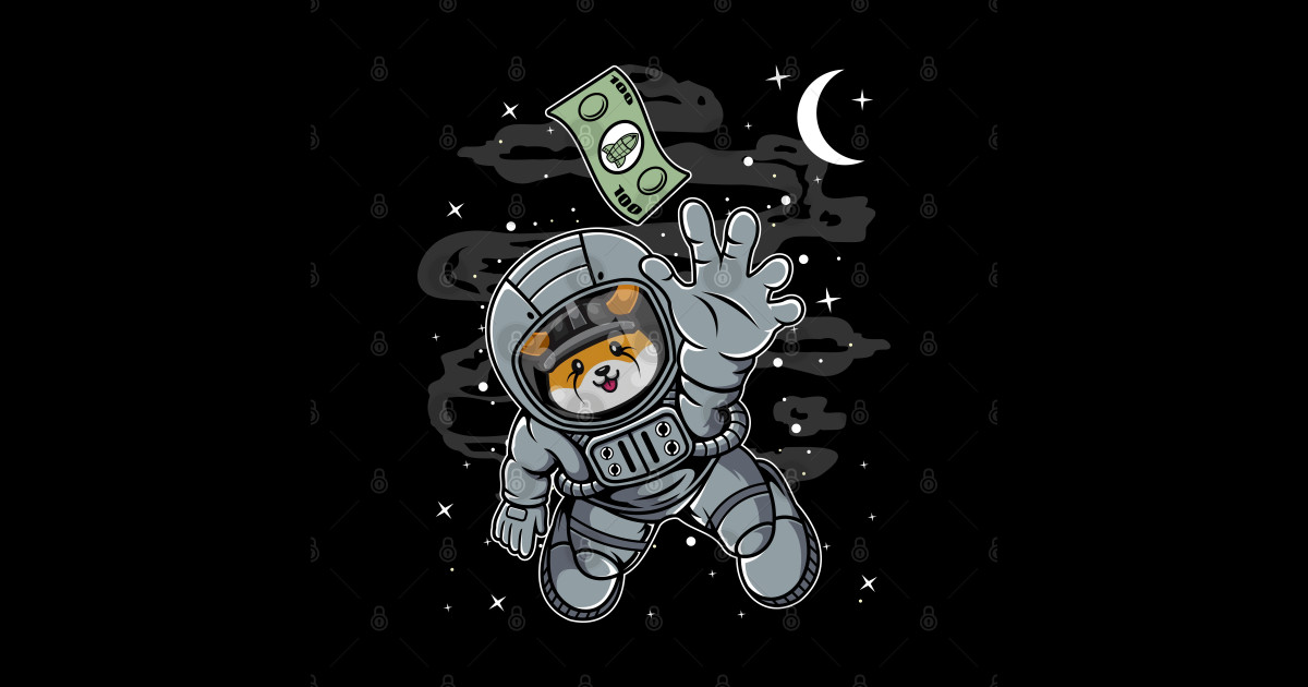 Astronaut Reaching Floki Inu Coin To The Moon Floki Army Crypto Token ...