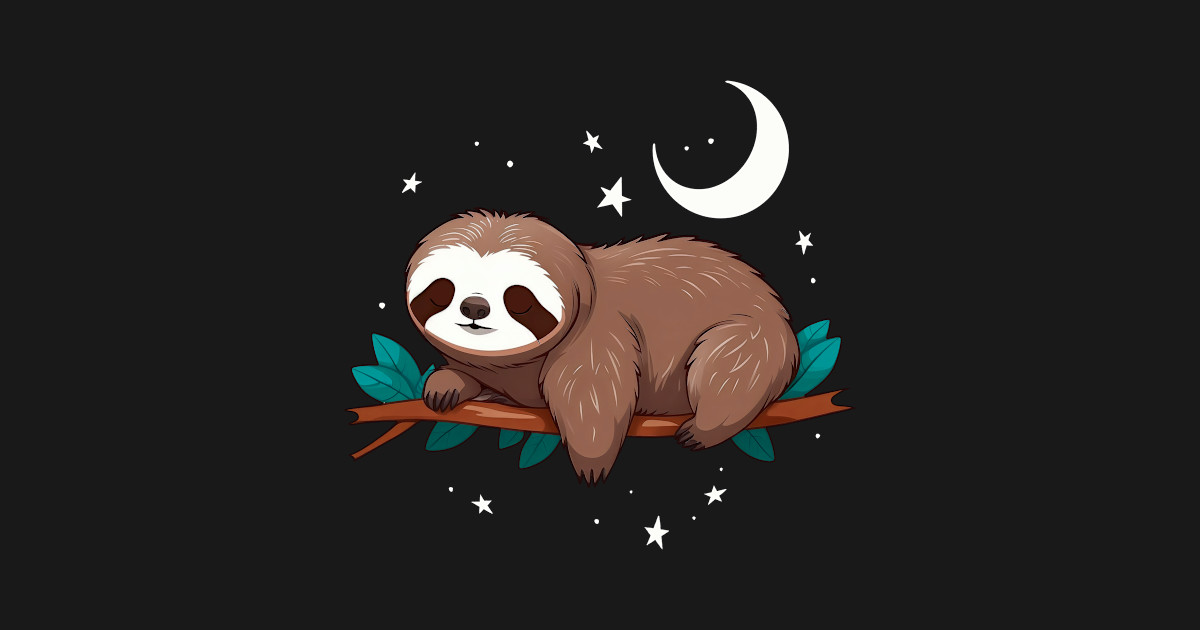 Cute Sleeping Sloth - Moonlit Branch - Cute Sleeping Sloth - T-Shirt ...