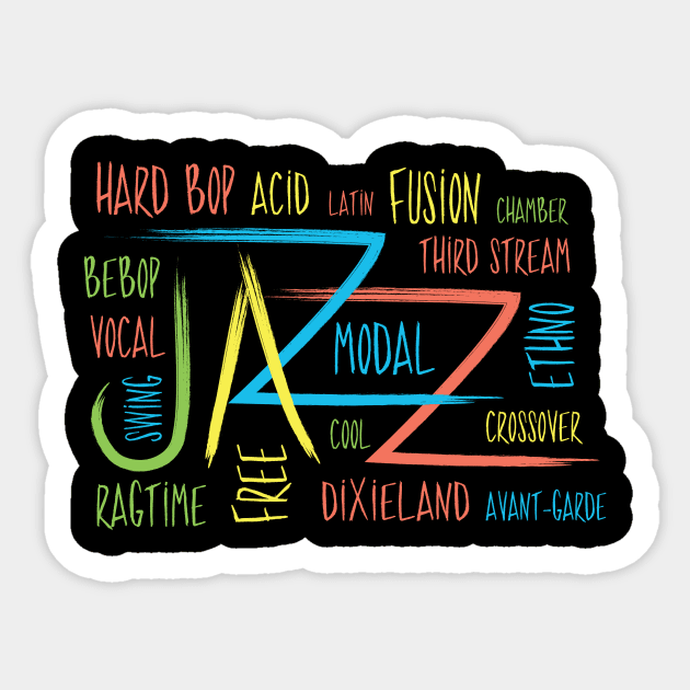 Creative Jazz Theme with Various Jazz Genres - Jazz Design - Sticker ...