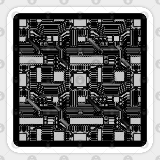Black & White motherboard - Geek - Sticker | TeePublic