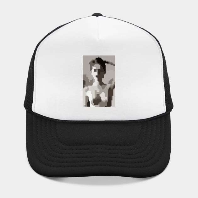 Black and White Girl (Pixel Art) 8 bit merch - Pixel Girl - Hat | TeePublic