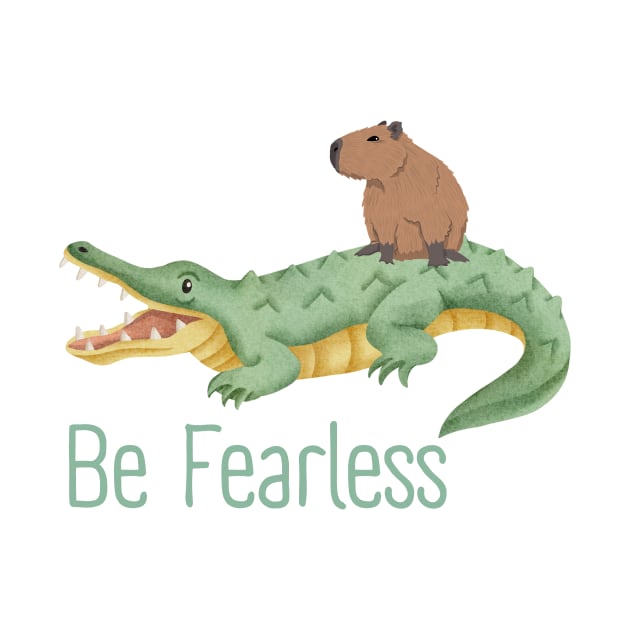 Be Fearless Capybara Riding Alligator Crocodile - Capybara - T-Shirt ...