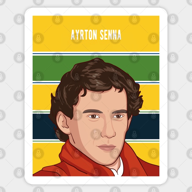 Ayrton Senna Illustration Tribute - Ayrton Senna - Sticker | TeePublic
