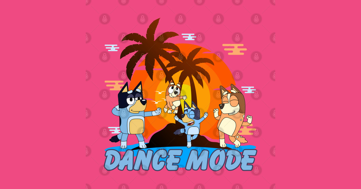 Bluey Dance Mode Sunset Beach - Bluey - T-Shirt | TeePublic