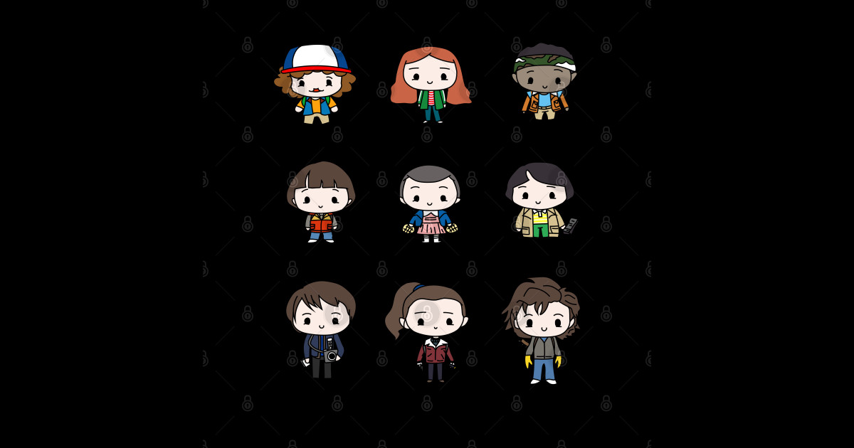 Stranger Things Kids Fan Art Chibis - Stranger Things - Sticker | TeePublic