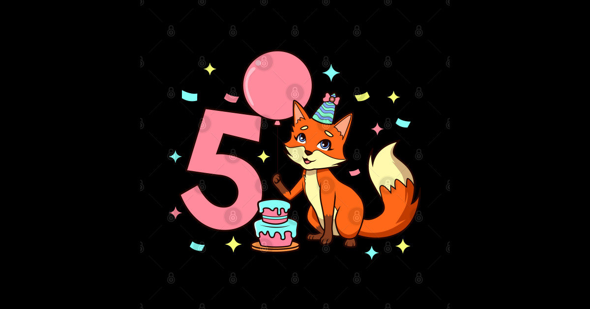 I am 5 with fox - girl birthday 5 years old - 5 Years Old Fox Birthday ...